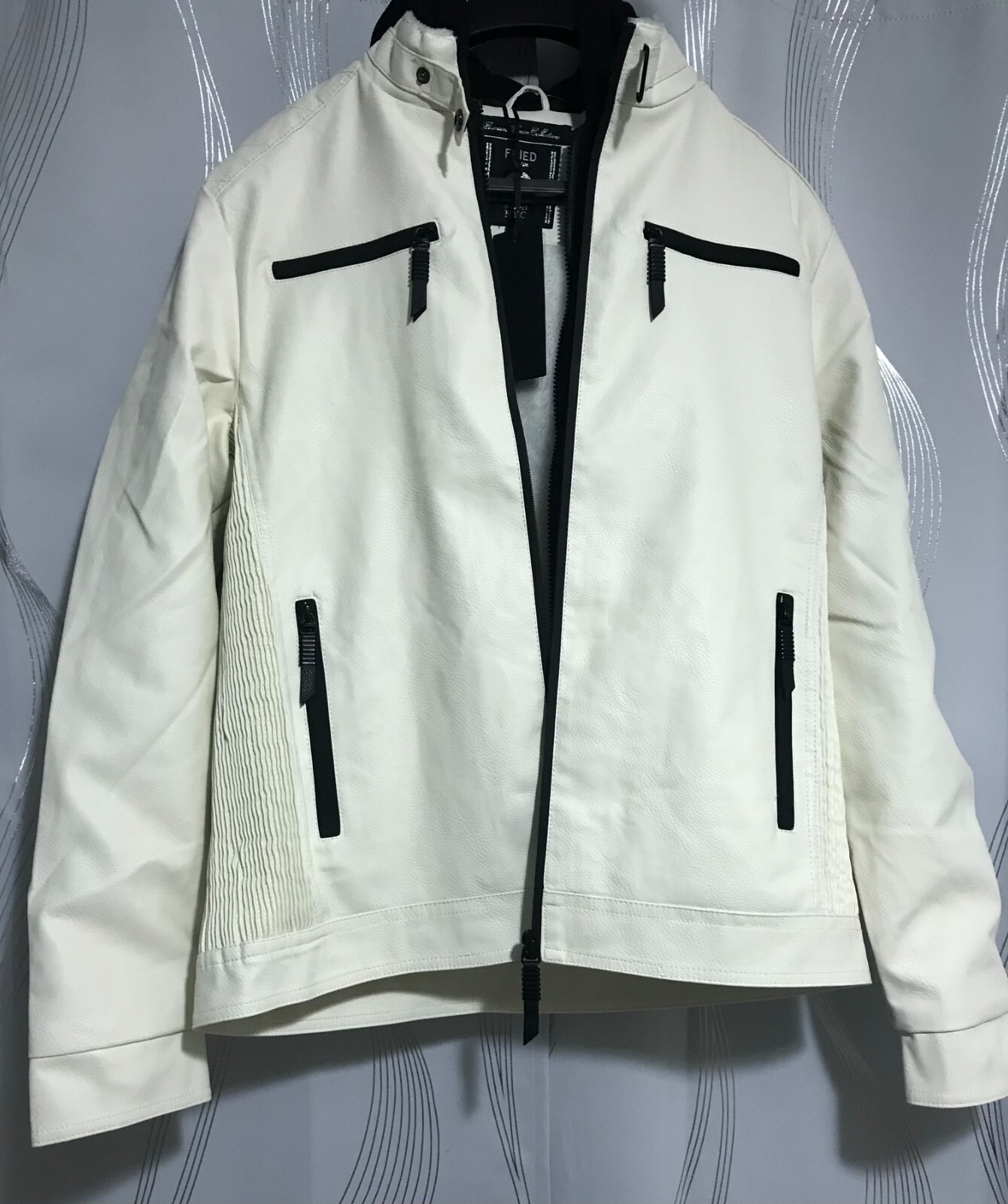 Jacket Fried Denim G NYC White Faux Leather Varsity Bomber. Size: M ...