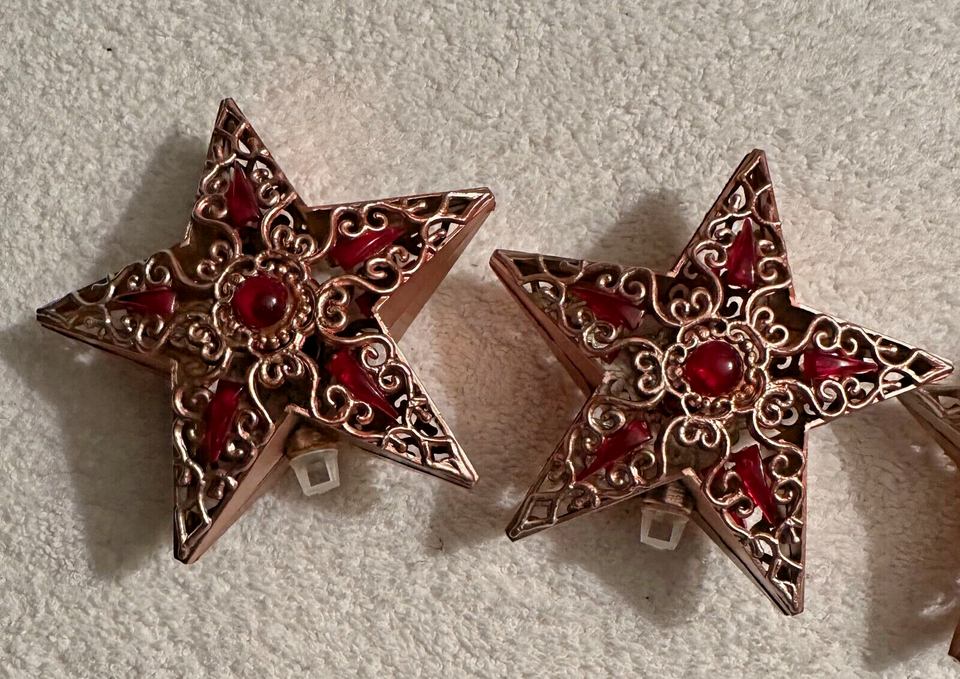 4 Vintage Plastic Jeweled Star Christmas String Light Covers 3 3/4 ...