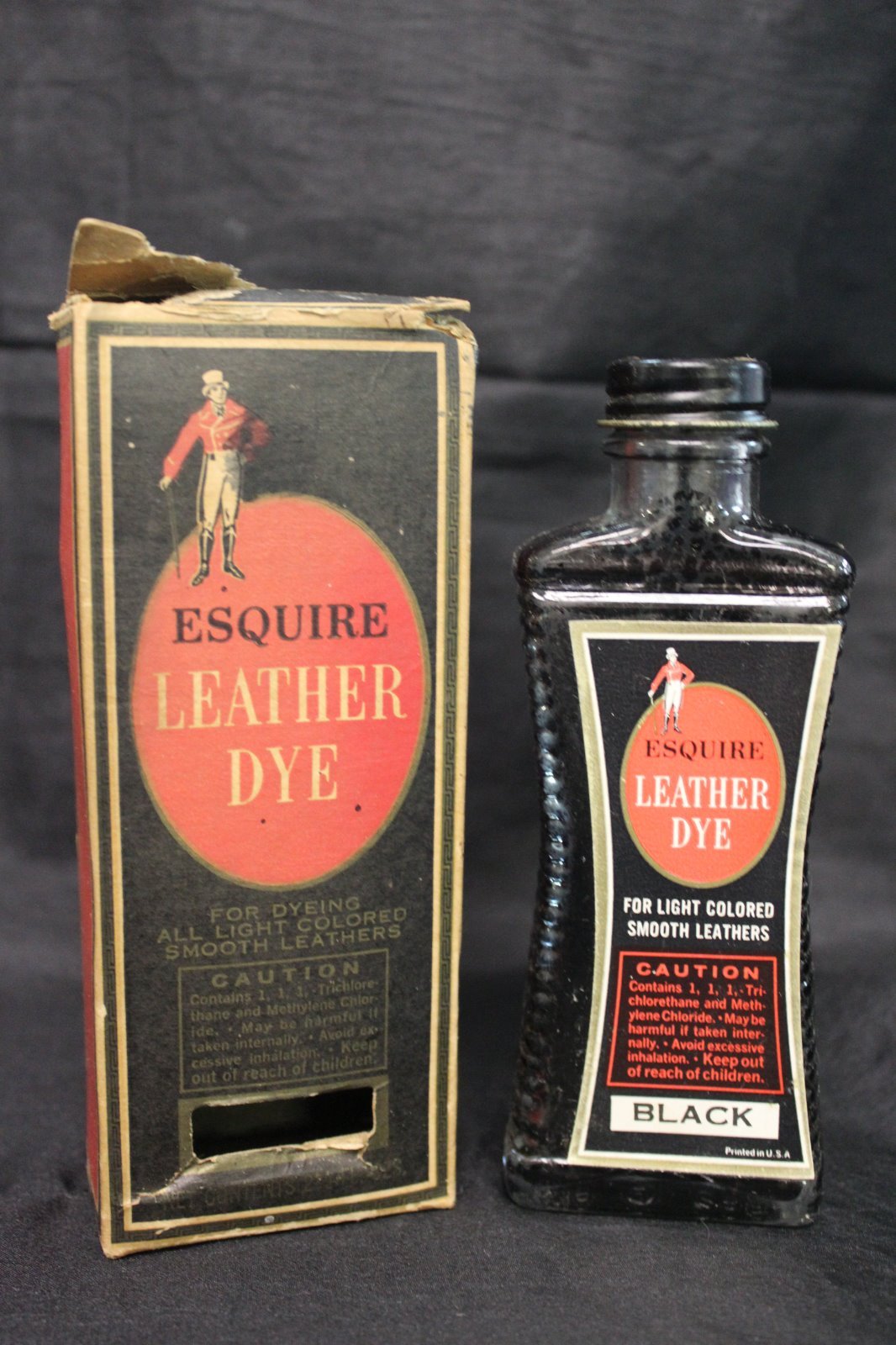 Vintage 1940s-50s Esquire Black Leather Dye Bottle an… - Gem
