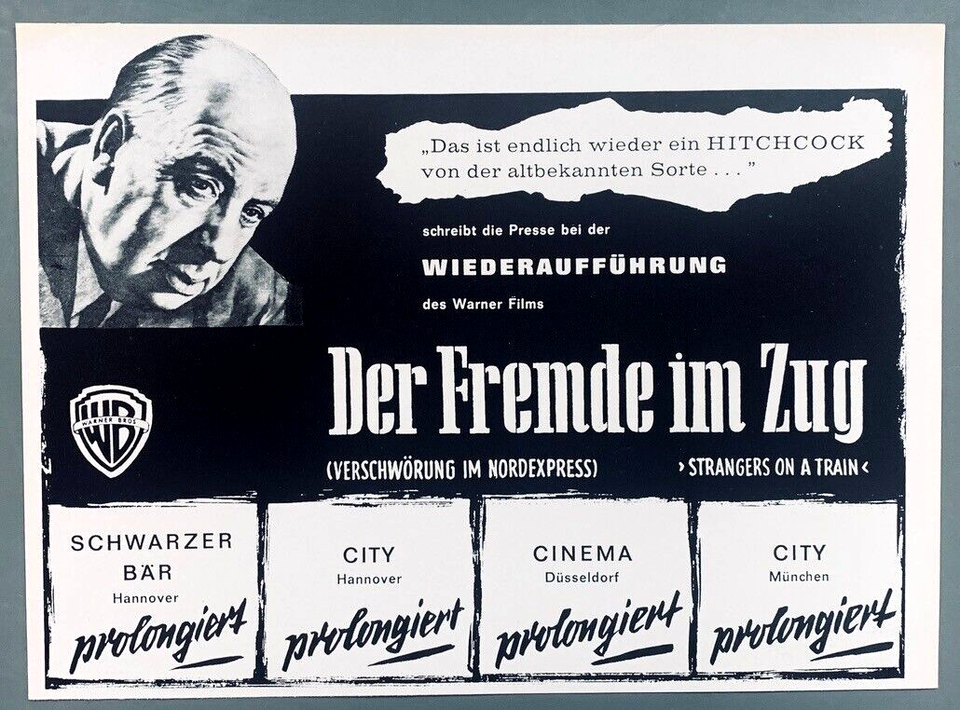 ALFRED HITCHCOCK 1961 PRINT ADVERT DER FREMDE IM ZUG Strangers on a ...