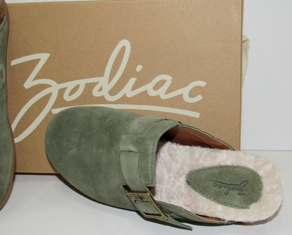 Zodiac Women Maui Faux Shearling Slip Ons Clogs size 5.5 US Green Suede ...