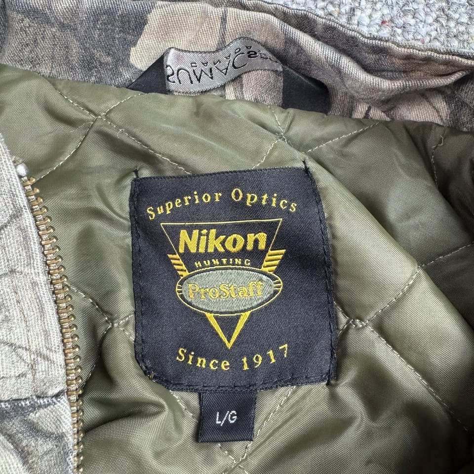 Nikon Hunting ProStaff Men's L Real Tree Hardwoods Camo Quilted Bomber ...