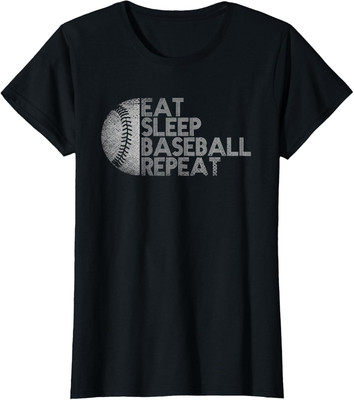 Eat Sleep Baseball Repeat Baseball Player Funny Ladies' Crewneck T ...