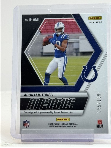 ADONAI MITCHELL 2024 MOSAIC IN FOCUS SIGNATURES ROOKIE RED RC AUTO /199 ...