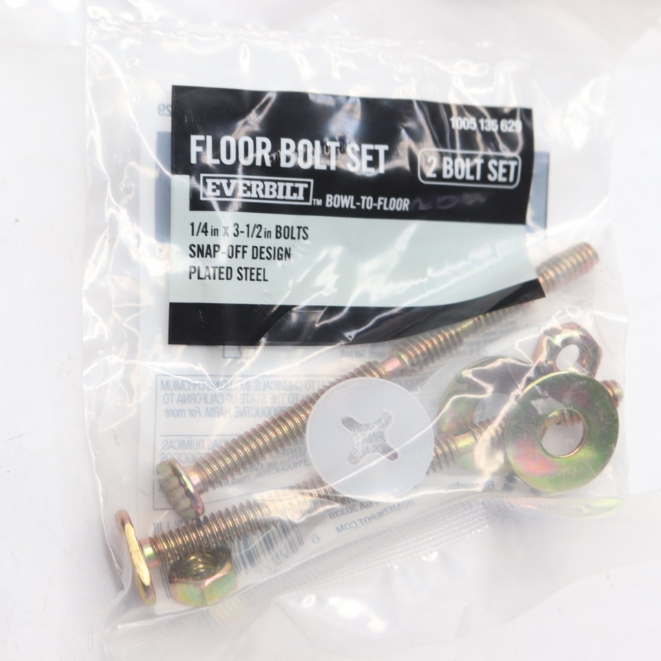 (5-Pk) Everbilt Snap-Off Design Toilet Bowl-To-Floor Bolt Set 1/4" x 3 ...