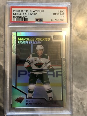2020-21 Kirill Kaprizov OPC Platinum Rainbow Color Wheel RC #200 PSA 10 ...