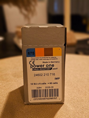 60 x Power One P675 Size Implant Plus batteries Cochlear Hearing aid ...