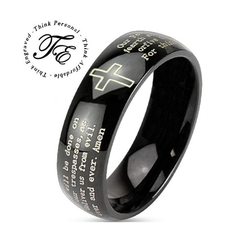 Black Christian Cross and Lord's Prayer Ring Religious Promise Ring | eBay