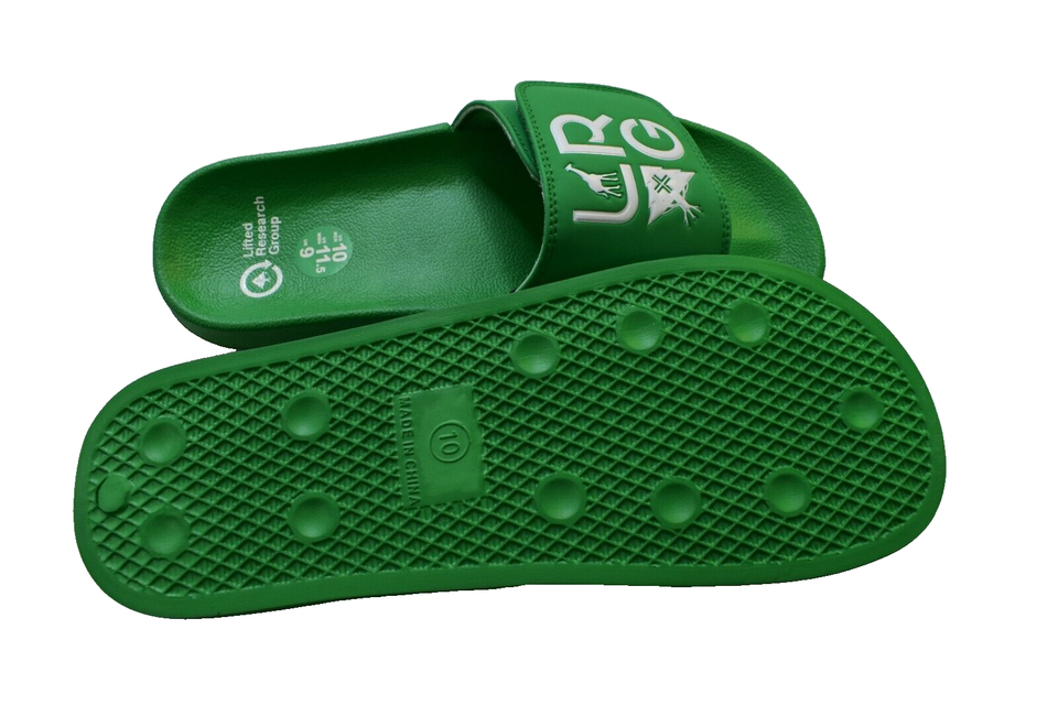 Lifted Research Group LRG Mens Slides Sandals Shoes Green Stacked Logo ...