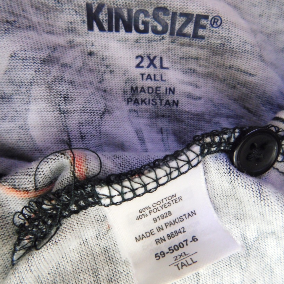 KINGSIZE Men's 2XL Short Sleeve Polo Shirt 1/4 Button Black Orange Gray ...