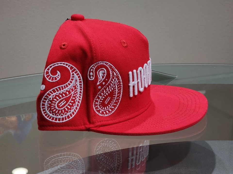 Hoodrich Red paisley white logo snapback hat cap streetwear hip hop ...