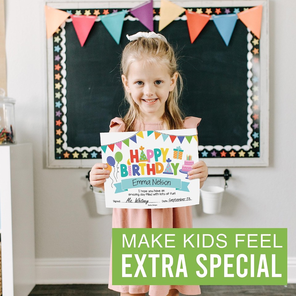 25 Colorful Birthday Certificates for Students Classroom Awards Teacher ...