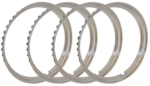 CHEVY FORD 16 INCH SMOOTH TRIM RINGS SET OF 4 POLISHED STAINLESS # 16 ...