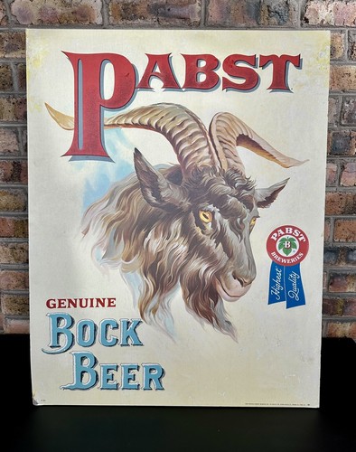 Vtg Pabst Genuine Bock Beer Ram 22” X 30” Cardboard Easelback ...
