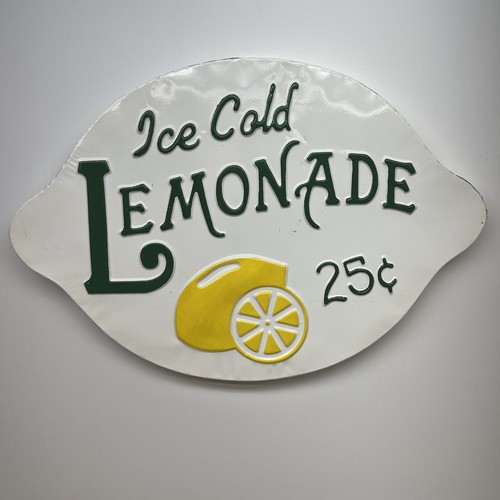Ice Cold Lemonade 25 Cents Metal Embossed Easy Hanging Sign, Repop Fun ...
