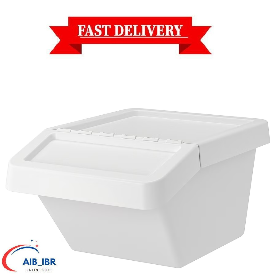 Ikea SORTERA Waste Sorting Recycling Bin with Lid White Plastic 37L 60L ...