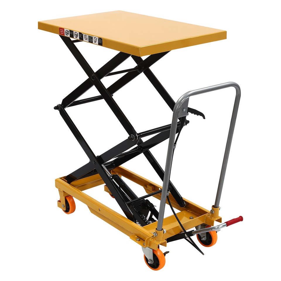 49" Lift Hydraulic Double Scissor Lift Table Manual Lift Table 330lb ...