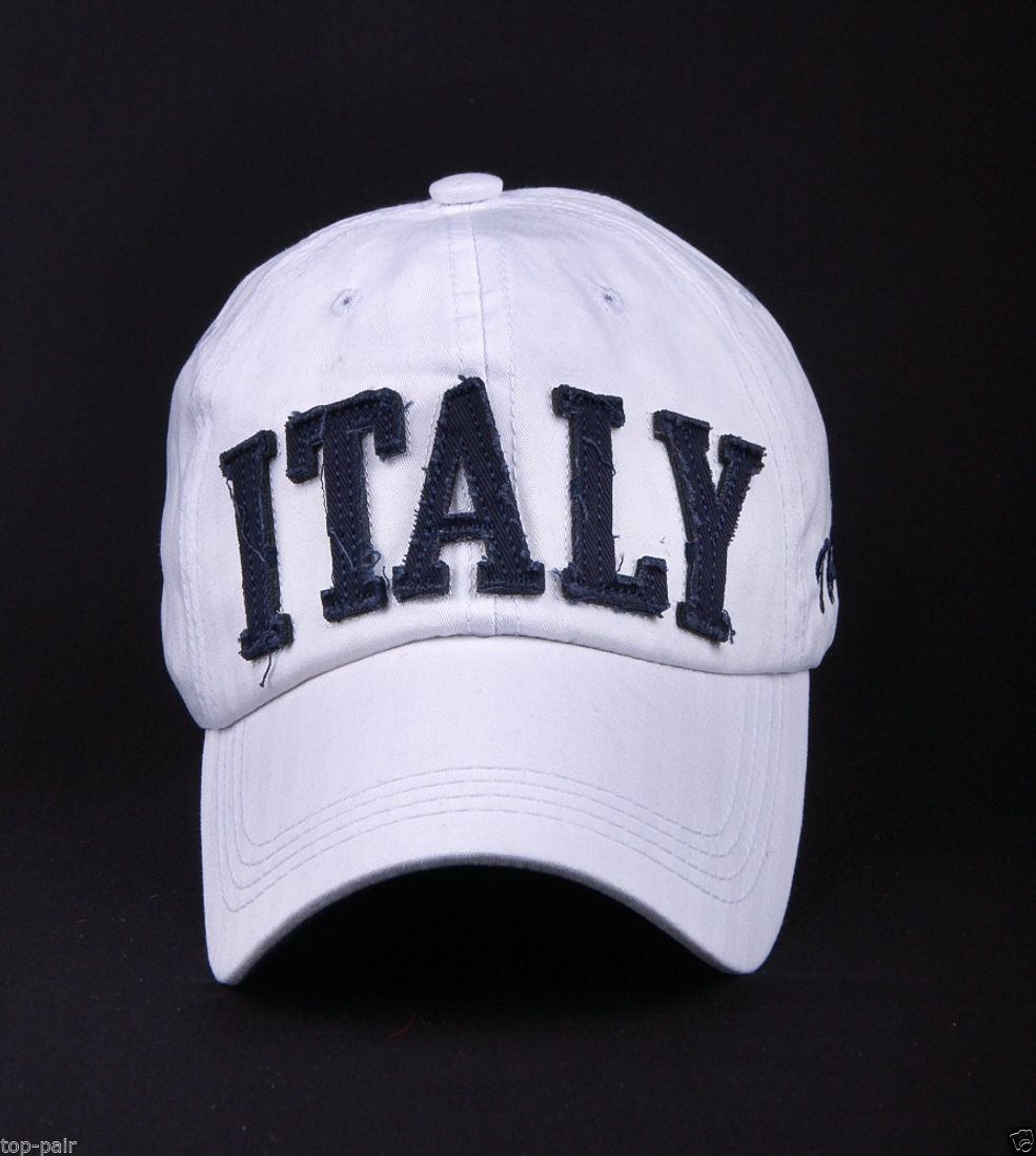 M176 White Letter ITALY Cotton Baseball Cap Buckle-back Hip-Hop Sun Hat ...