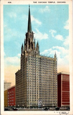 Postcard The Chicago Temple Chicago Illinois at Clark and Washington ...