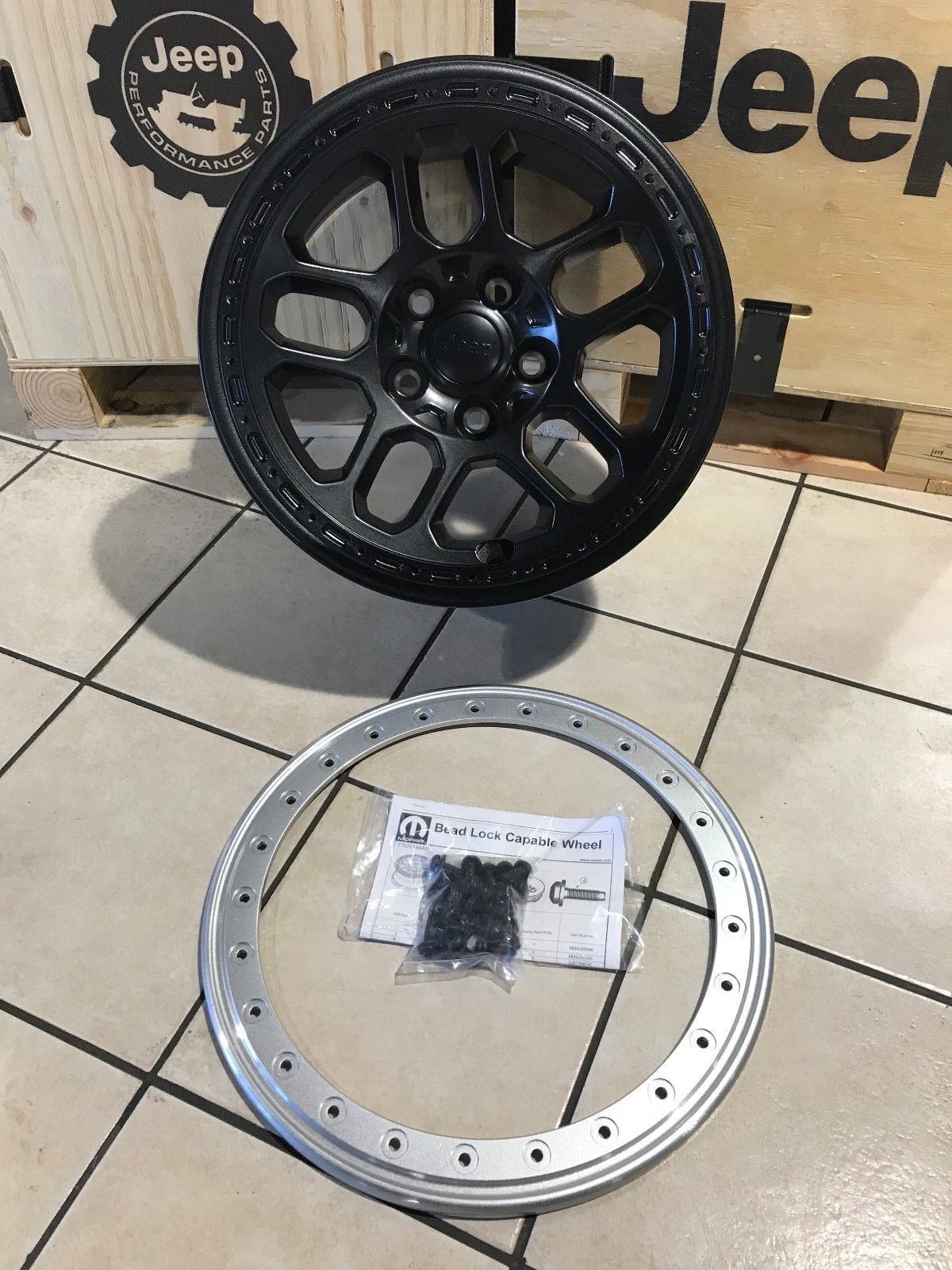17x8 Jeep Wrangler JK JL Mopar OEM Bead Lock Capable Wheel Black Set Of ...