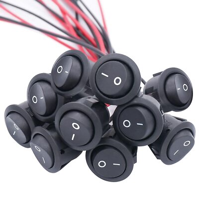 10 Pack Mini Round Rocker Switch ON/OFF Latching Toggle Switch SPST ...