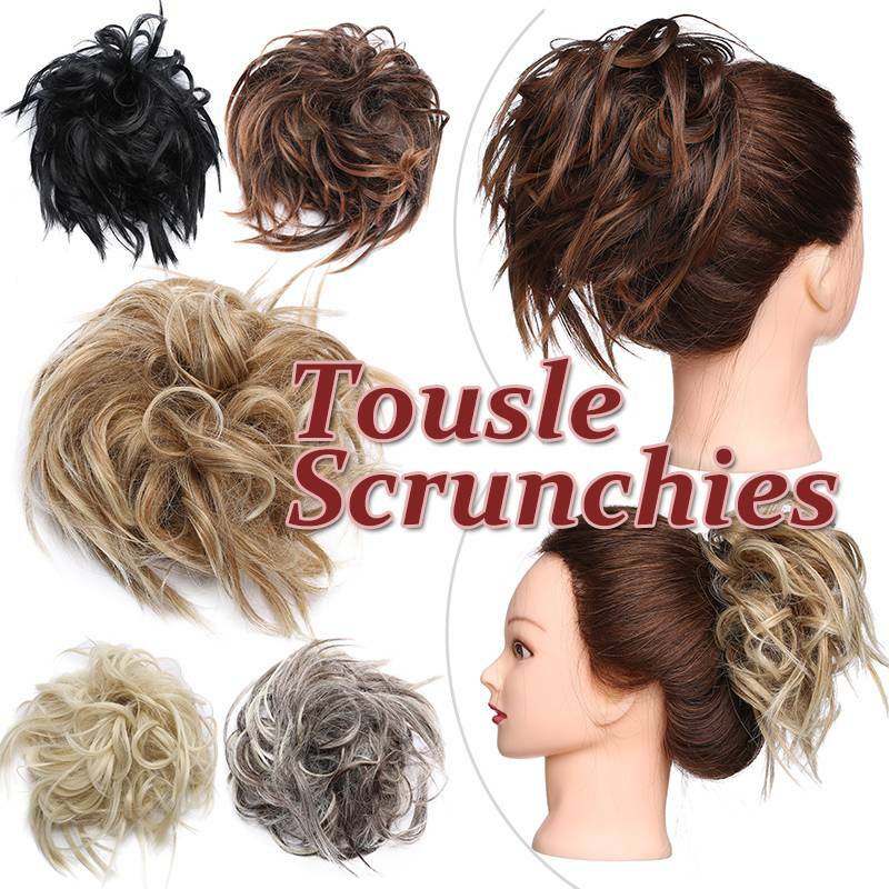 Curly Wavy Messy Bun Ponytail Updo Hair Wrap Scrunchies Hair Extensions ...