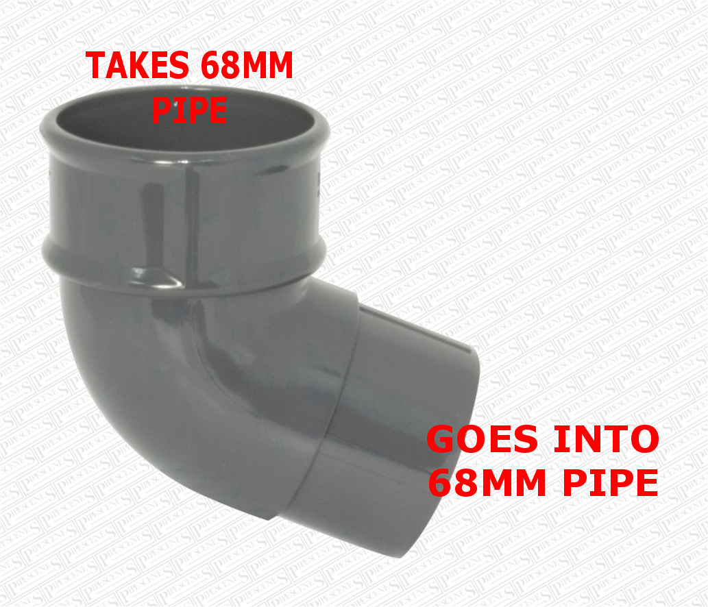 Gutter Swan Neck Down Pipe Rainwater Offset Bend Set 68mm Grey for ...