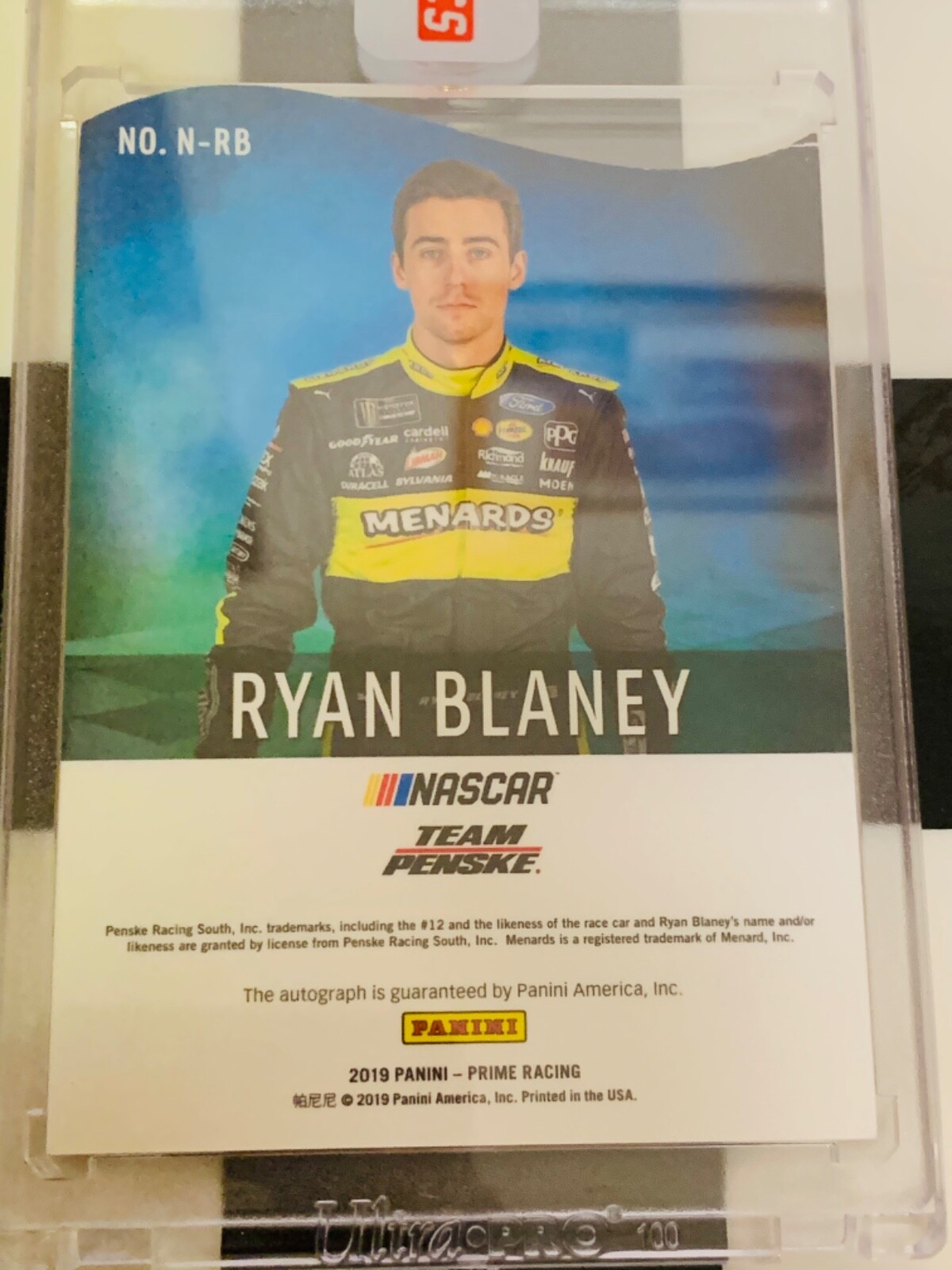 2019 Panini Prime - Prime Number Die-Cut Signatures Black #N-RB Ryan ...