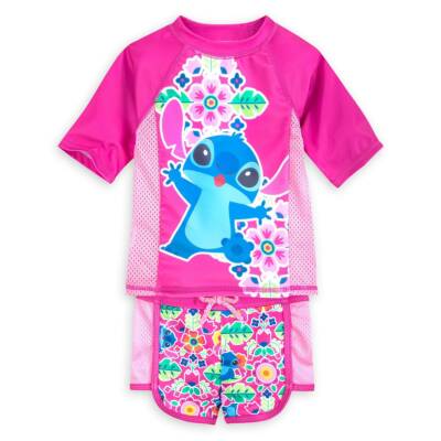 Disney Store Stitch 3 PC Rash Guard Swimsuit Set Girl Size 7/8 | eBay