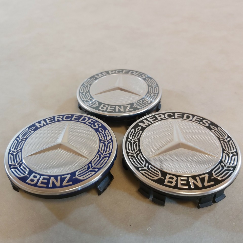Genuine Mercedes Benz Center Cap Wheel OEM Logo Chrome Star Blue Black ...