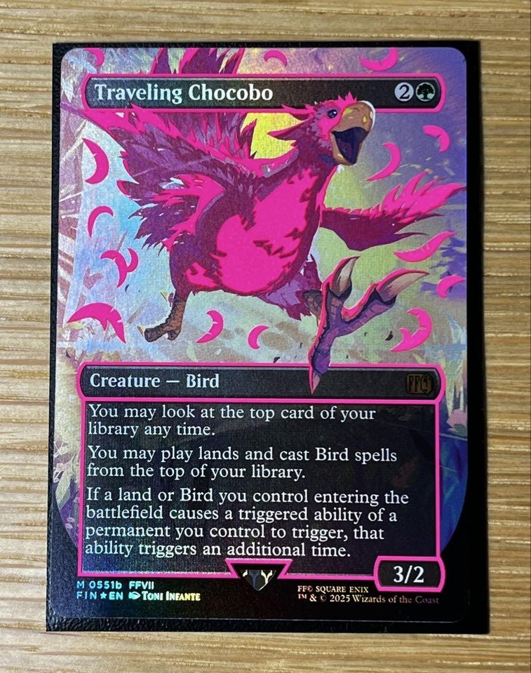 MTG Traveling Chocobo Neon Ink Pink Foil Secret Lair FFVII Borderless ...