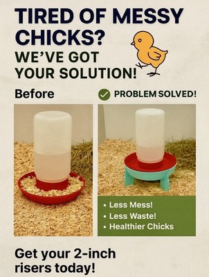 Chicken Chick, CleanFeed Risers, Plastic 2” Risers Feeder/ Water | eBay