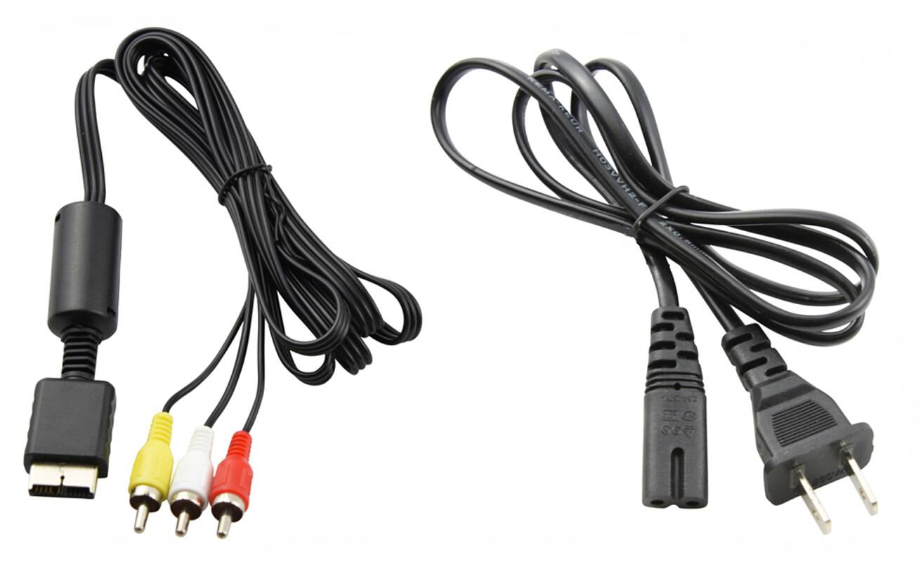 Audio AV RCA+AC Cable Power Supply Adapter Cord For Sony Playstation 1 ...