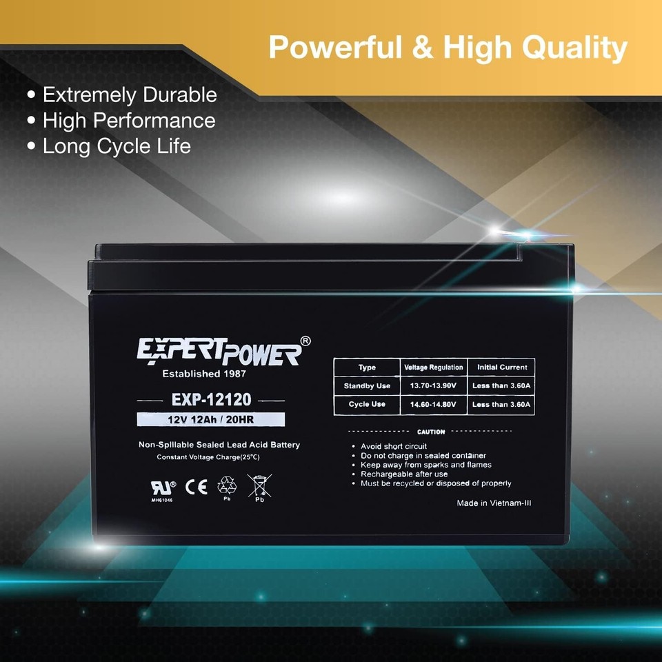 EXPERT POWER 12V 12Ah F2 Scooter Battery for Enduring CB12-12, CB-12-12 ...