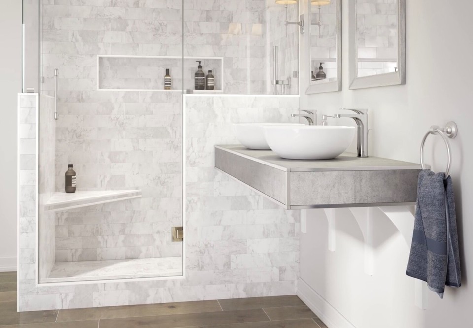 Shower Floating Bench - Schluter Kerdi-Board 2" with Stainless Steel ...