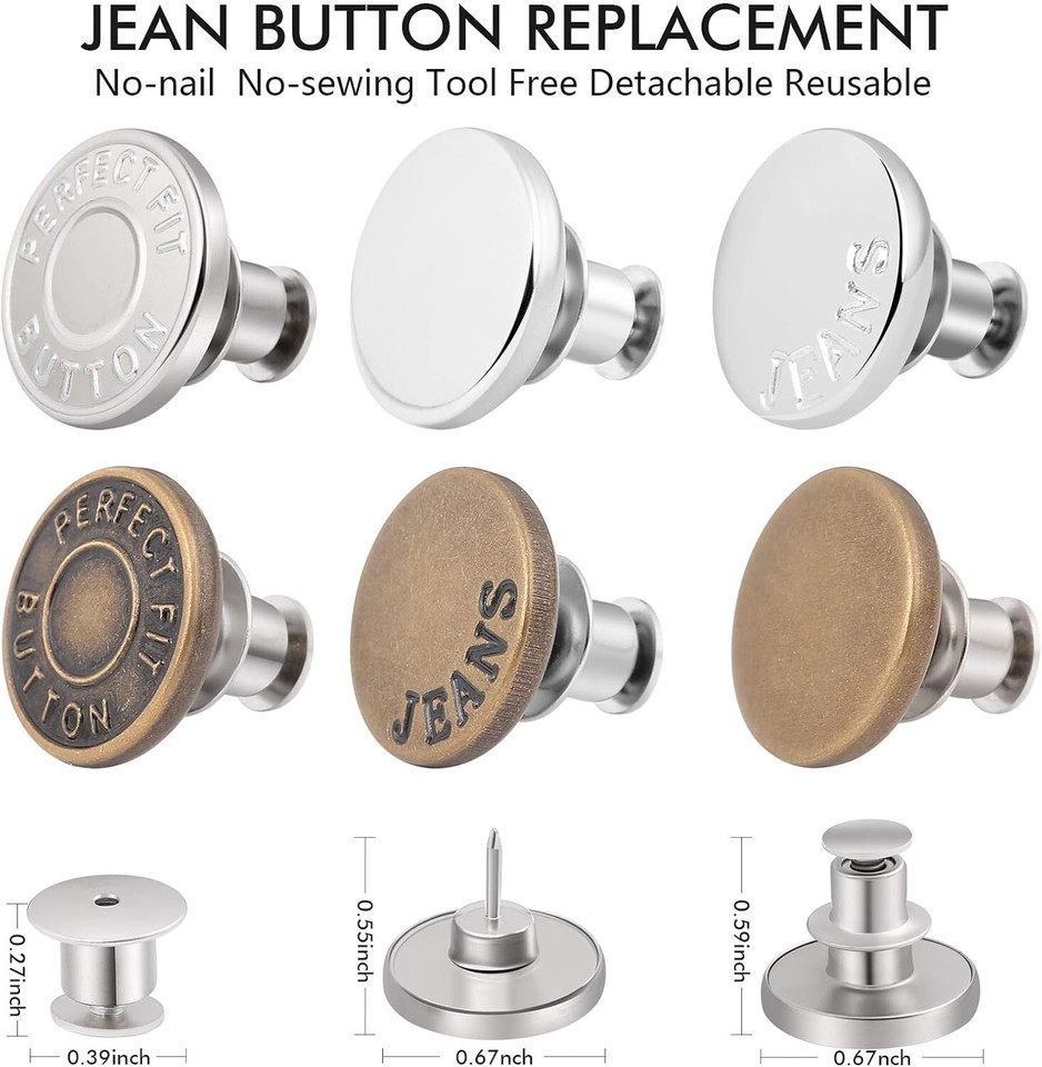 Instant Snap Tack Button Set - 12 Durable Adjustable Pins for Loose ...