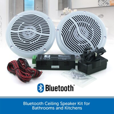 Bluetooth Ceiling Speaker Kit for Bathrooms Kitchens Moisture Resistant ...