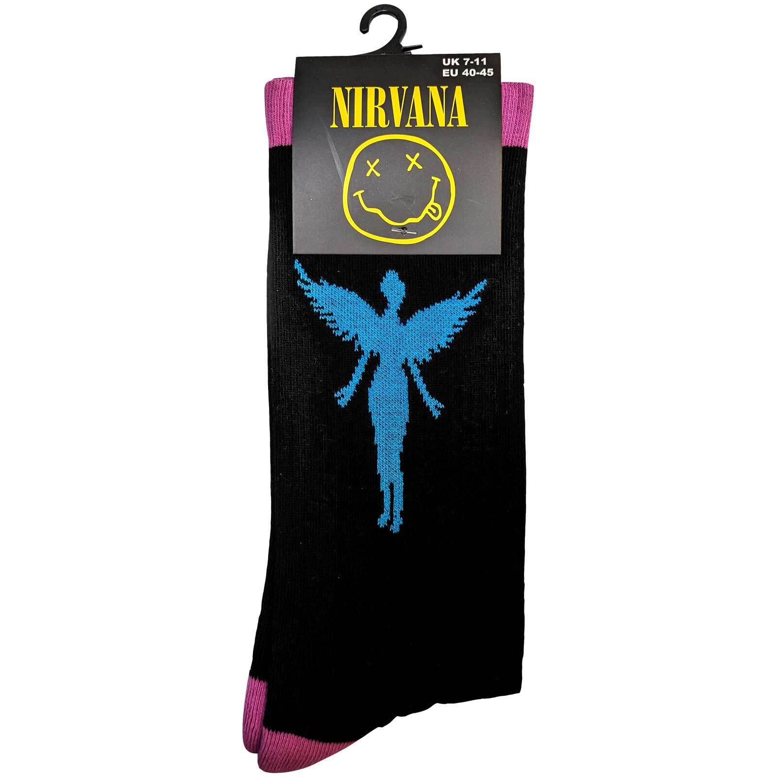 Nirvana 'In Utero Blue Angel' (Black) Socks (One Size = UK 7-11) - OFFICIAL! | eBay