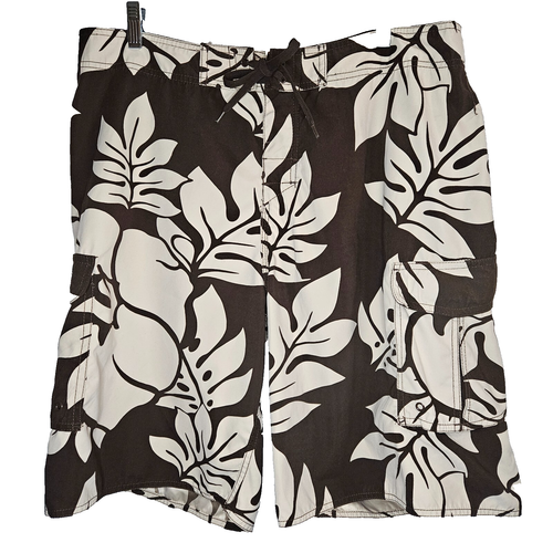 Mens Hawaiian Brown Tan Floral Performance Surfwear Board Shorts 38 | eBay