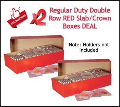 X2 Regular Duty Double Row RED Boxes Slabs & Crowns Coins Collections ...