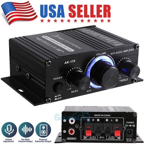 2 Channel Powerful Mini HIFI Power Amplifier Audio Stereo Amp Home Car ...