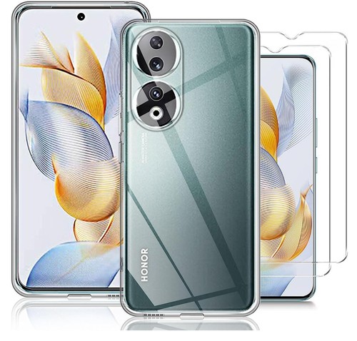 For Honor 90 5G Case, Slim Clear Gel Phone Cover & Glass Screen ...