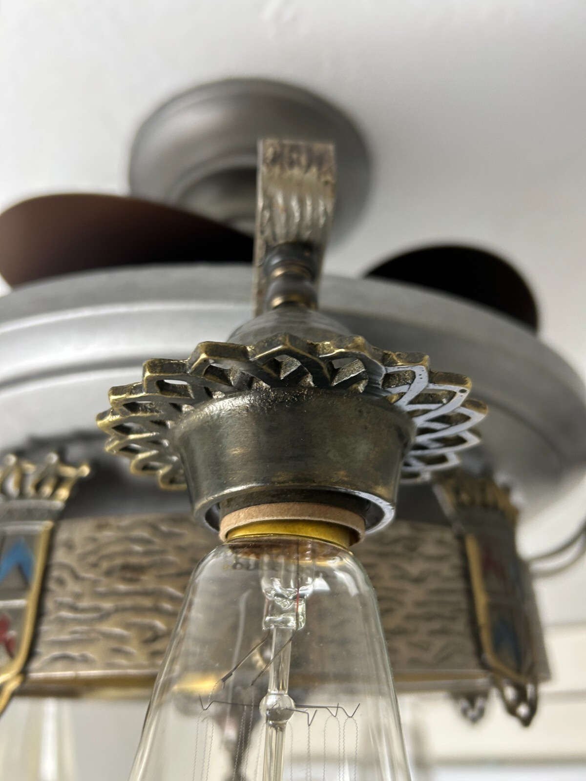 LeVelle fan Lite 1920s Mid-West Lighting Co. antique ceiling fandelier ...