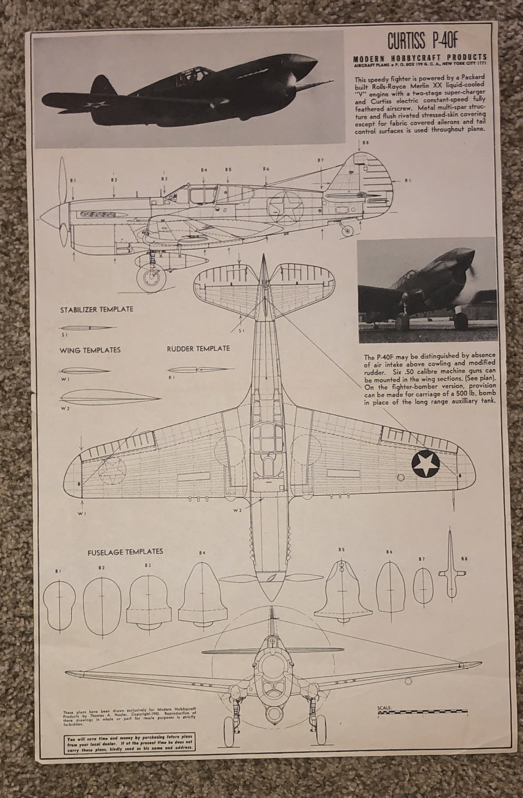 7 different World War II Aircraft Model Plans by MODERN HOBBYCRAFT ...