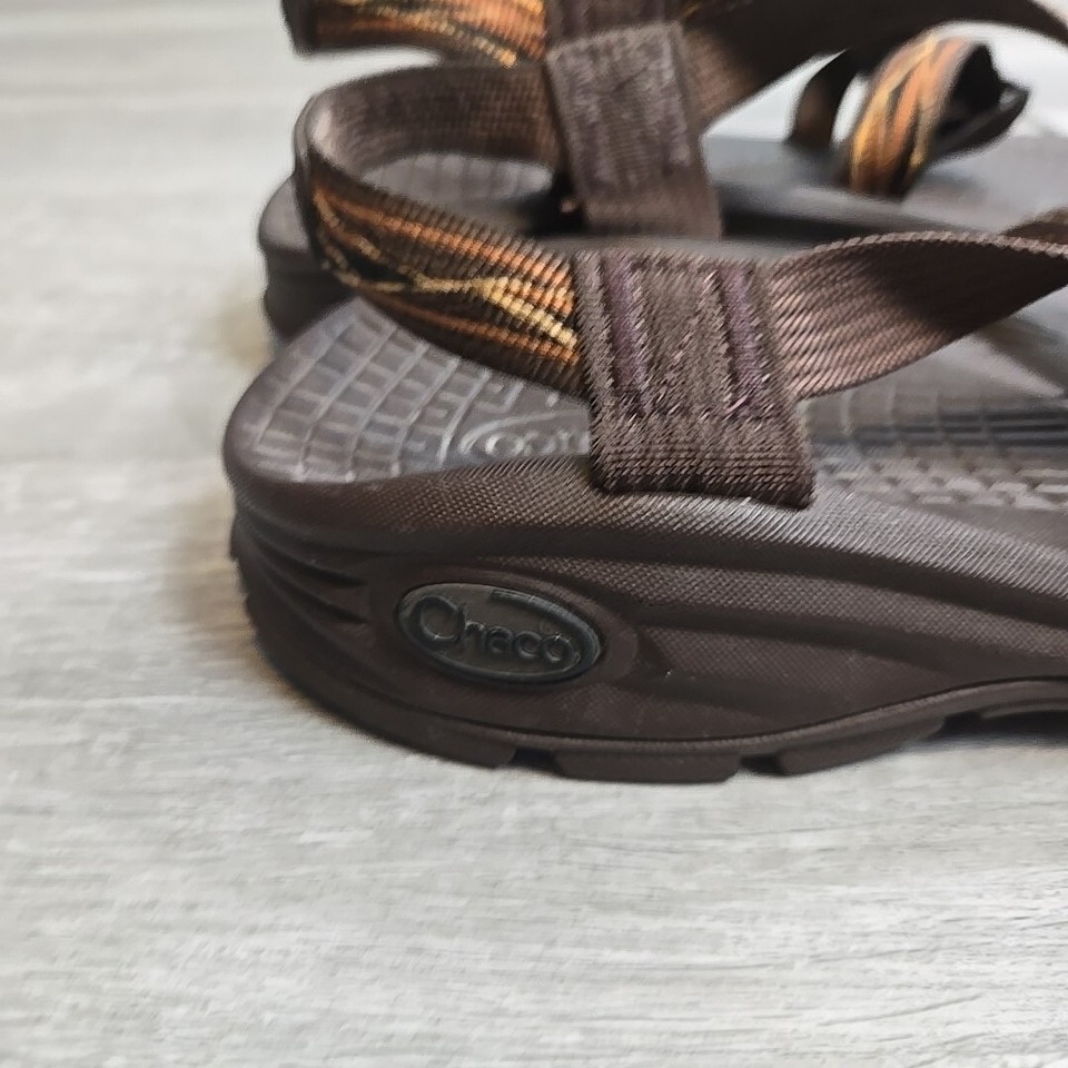 Chaco Classic Toe Strap Men's Hiking Sandals US 10 Brown Orange Vibram ...