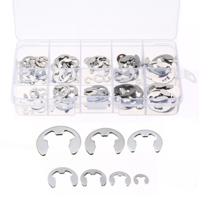 120Pcs Stainless Steel E Clip Retaining Snap Ring Circlip Kit 1.5-10mm ...