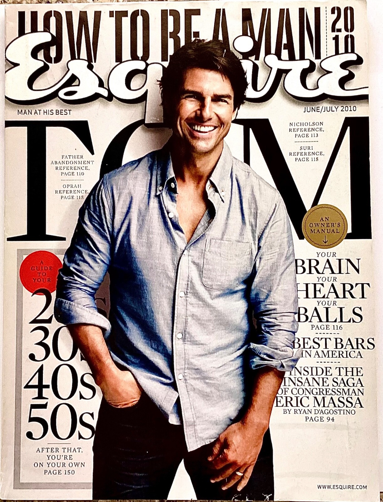 2010 JUNE JULY ESQUIRE MAGAZINE - TOM CRUISE COVER - L 12500 | eBay