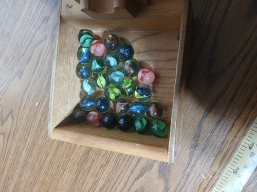 Antique WOOD & METAL MARBLE RACE RUN Amish Handmade Toy Roller Track ...