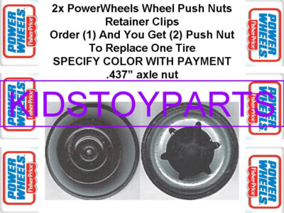 2X BLACK Push Axle Nuts - Power Wheels 0801-0226 .437 Retainer Axle ...