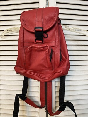 GENUINE RED LEATHER NEW NO TAGS MADE IN MEXICO MEDIUM SIZE BACKPACK | eBay